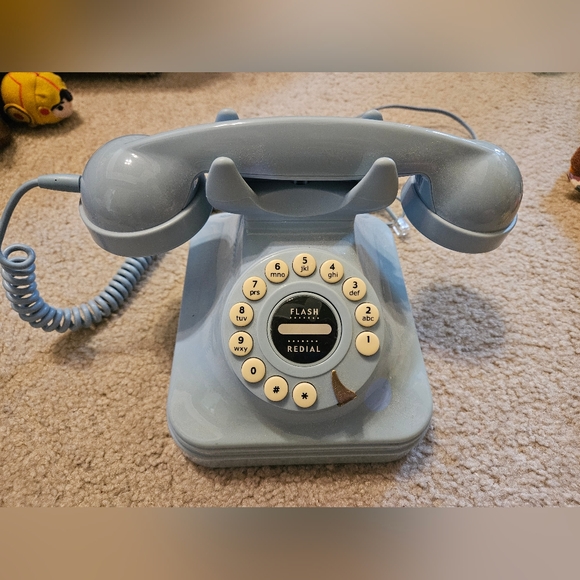 Source Unknown | Office | Vtg Phone Landline Baby Blue Push Button ...